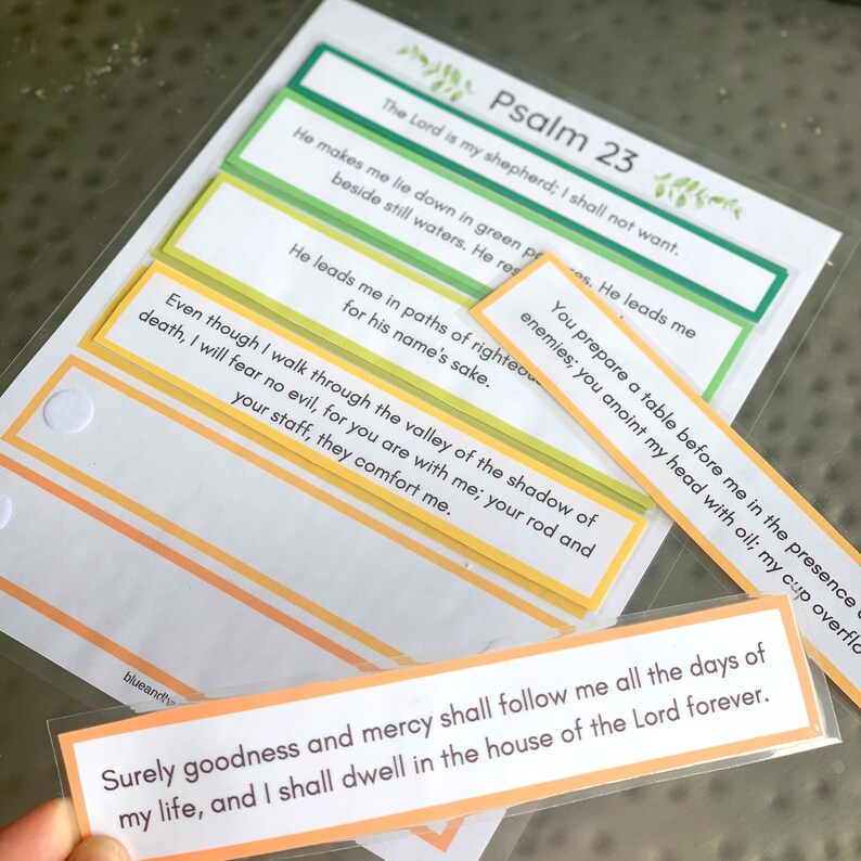 Psalm 23 Memory Card, Bible Memorization, Psalm 23 Verse Cards, Morning ...