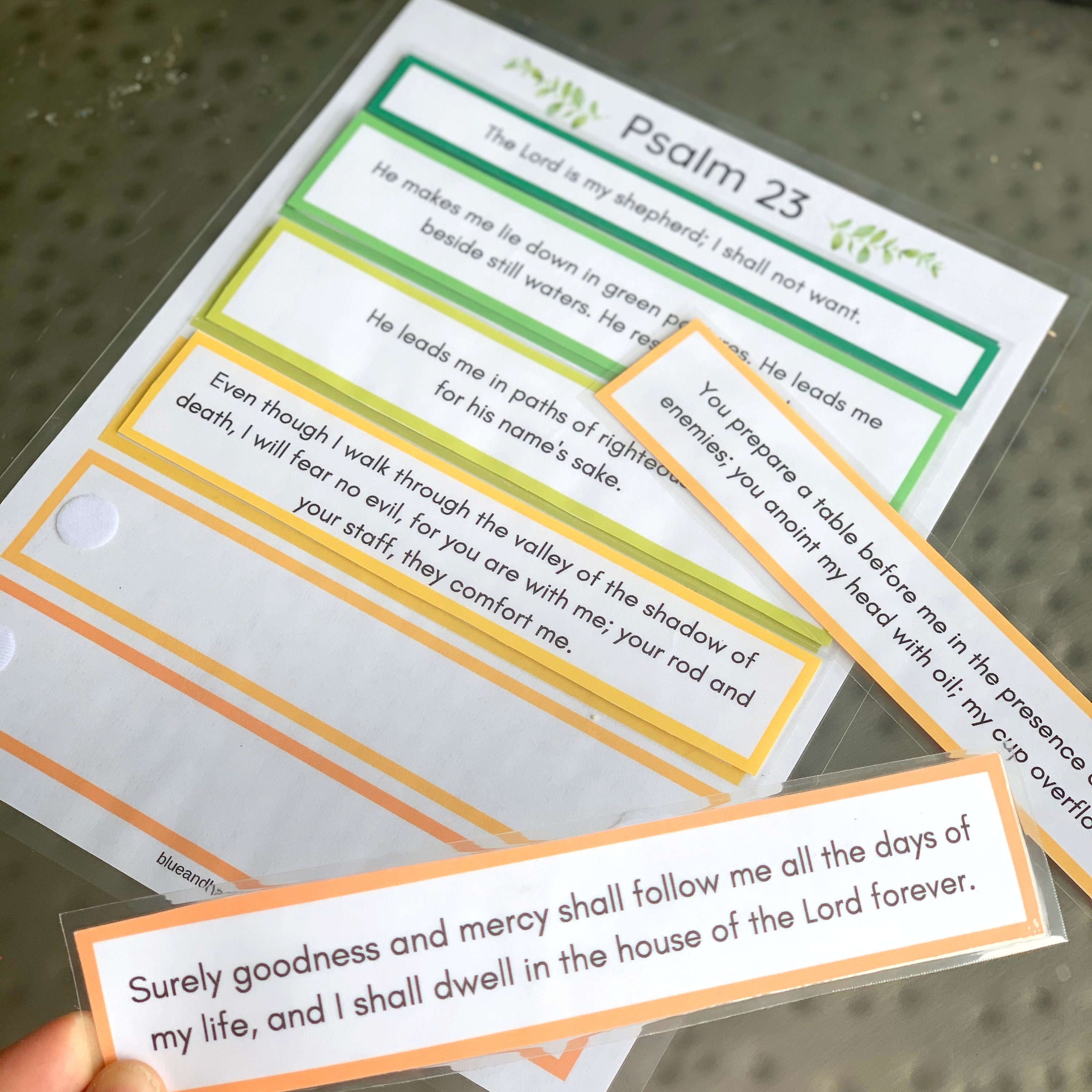 Psalm 23 Memory Card, Bible Memorization, Psalm 23 Verse Cards, Morning ...