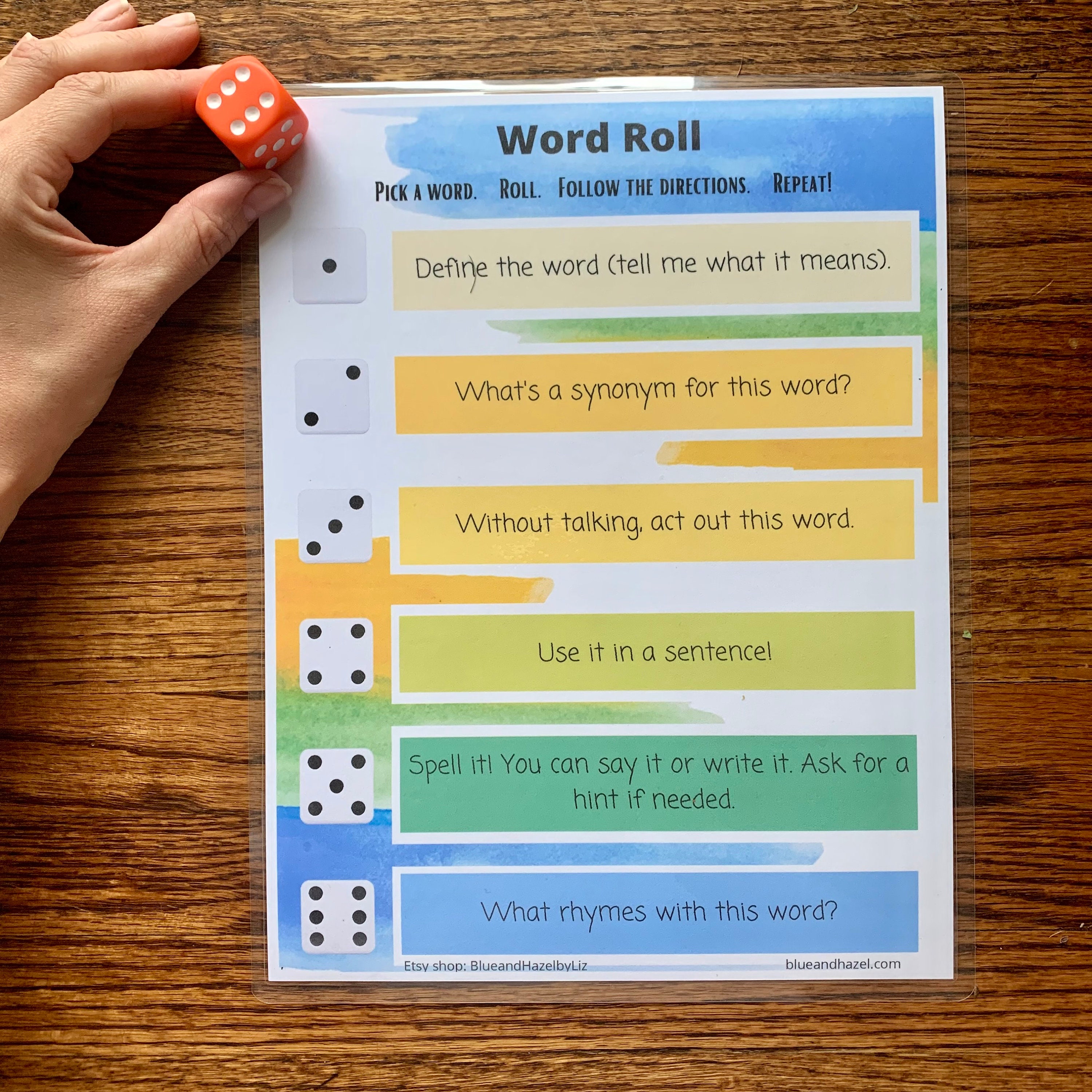 Language Arts Dice Game, Printable Grammar Game, Dice Spelling Game ...