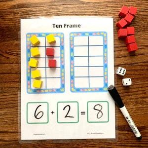 Ten Frame Math Printable, Math Dice Game, Math Card Game, Homeschool ...