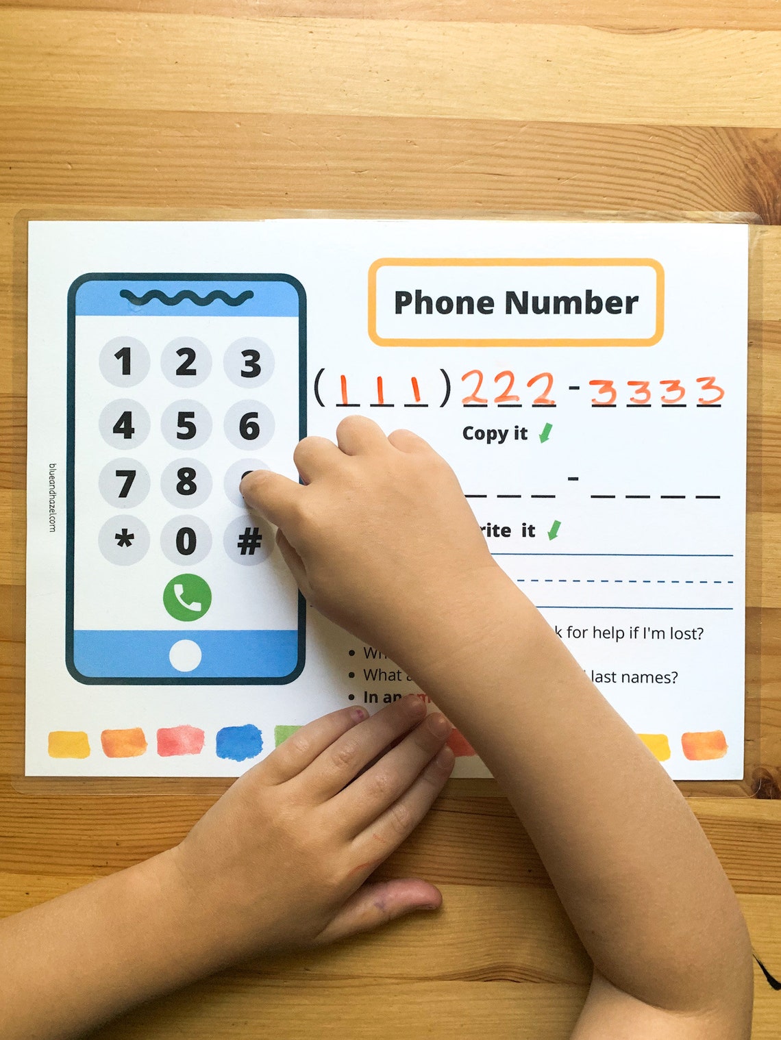 Phone Number Printable Worksheet, Number Tracing Worksheet, Preschool ...