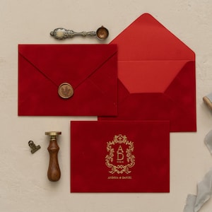 Velvet Invitation Envelopes, Custom Monogram Wedding Envelopes, Foil ...