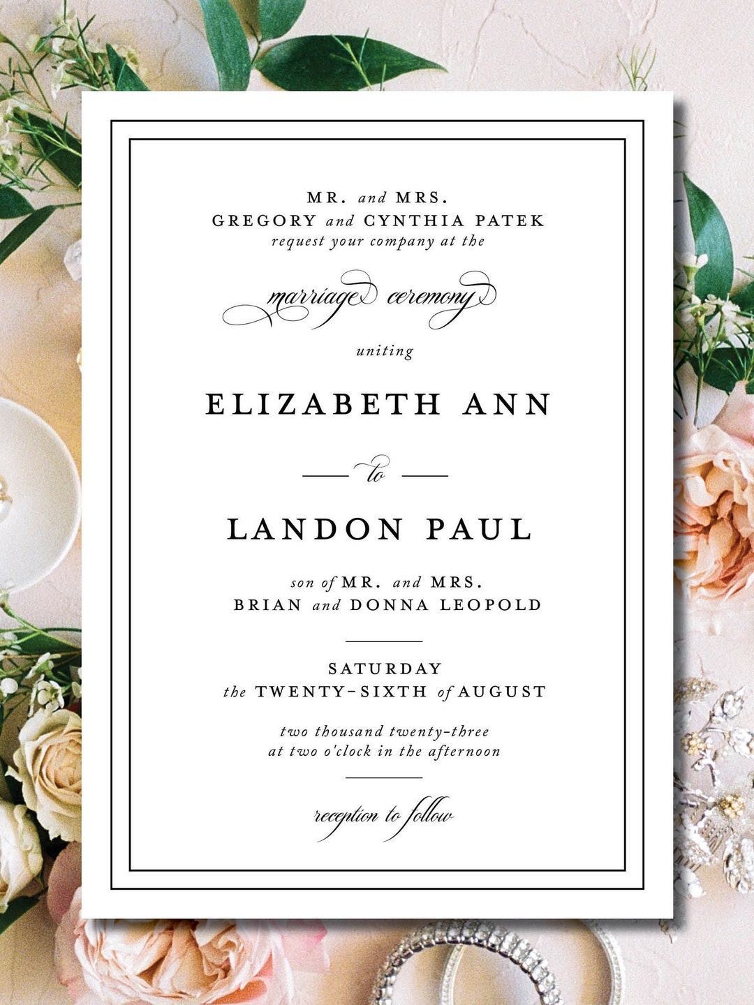 Formal Wedding Invitation - Etsy