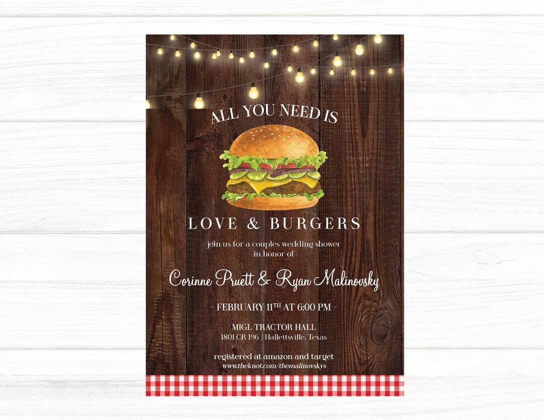 Love & Burgers Shower Invitation - Etsy
