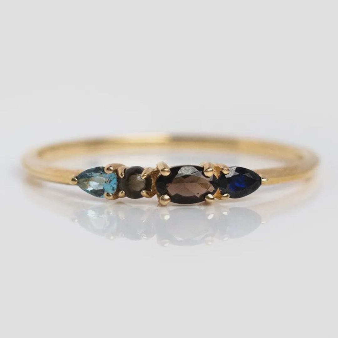 Multi Stone Gold Plated Stacking Ring - Etsy