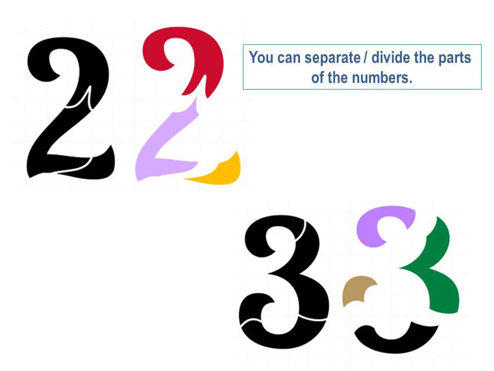 Split Numbers 0-9 Cut Files Divided Numbers Commercial Use | Etsy