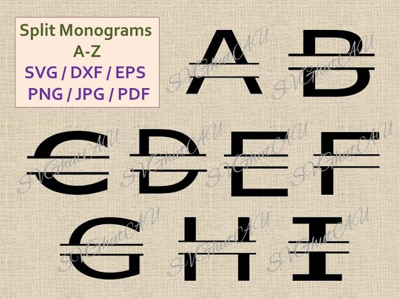 Split monograms SVG A Z Split letters Commercial use | Etsy