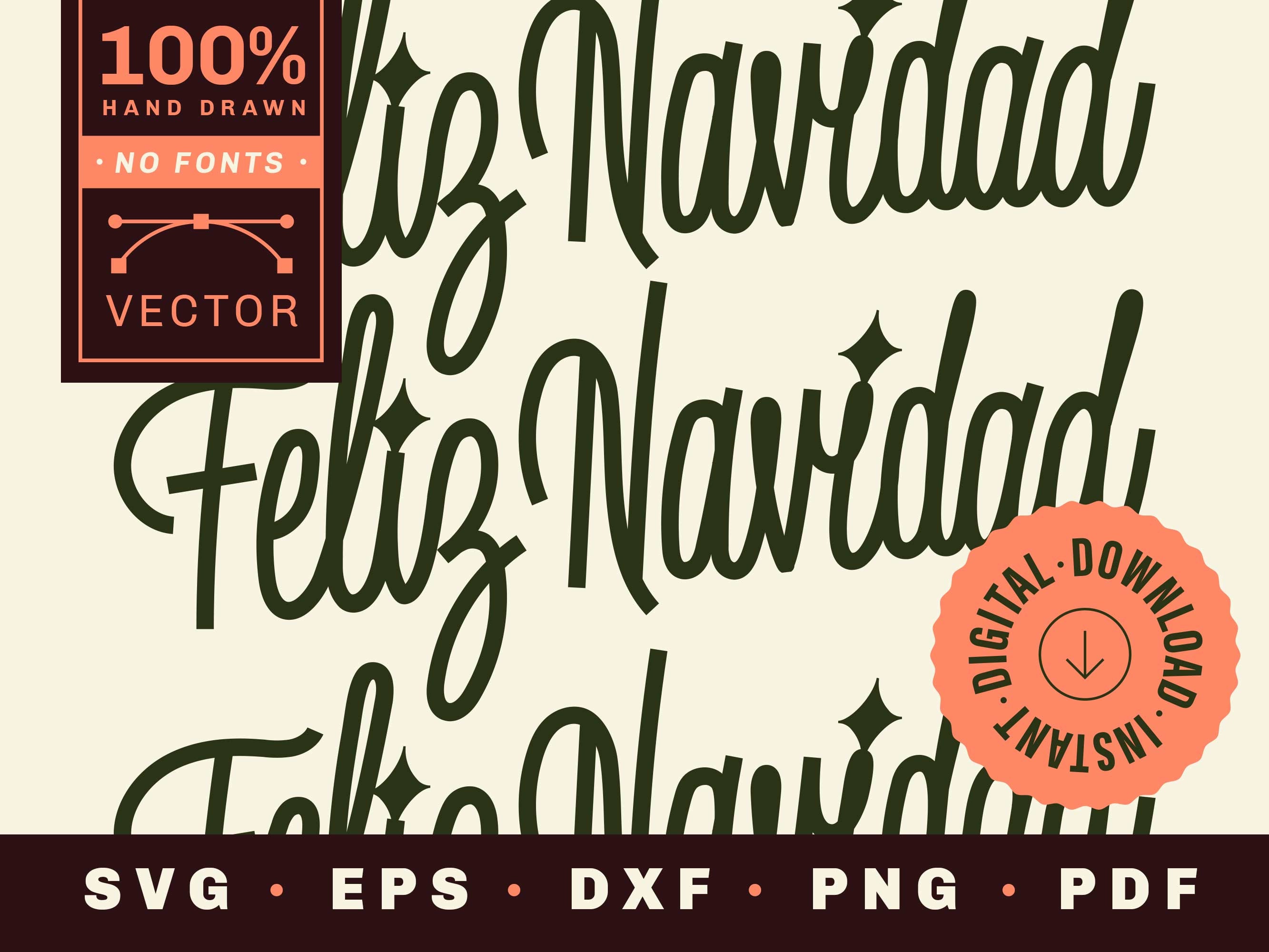 Feliz Navidad - Classic Cursive SVG Handlettering Vector Printable Cut ...