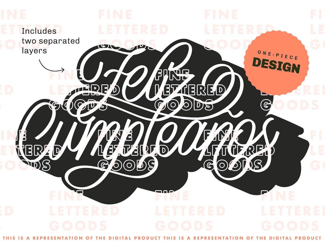 Feliz Cumpleanos 3D Fancy Cursive SVG Handlettering Vector | Etsy