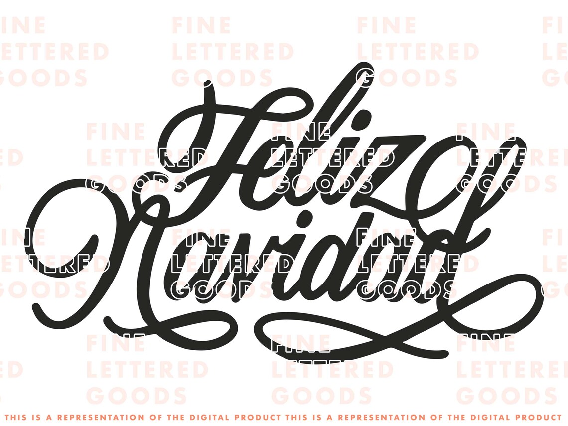 Feliz Navidad - Fancy Cursive SVG Handlettering Vector Printable Cut ...