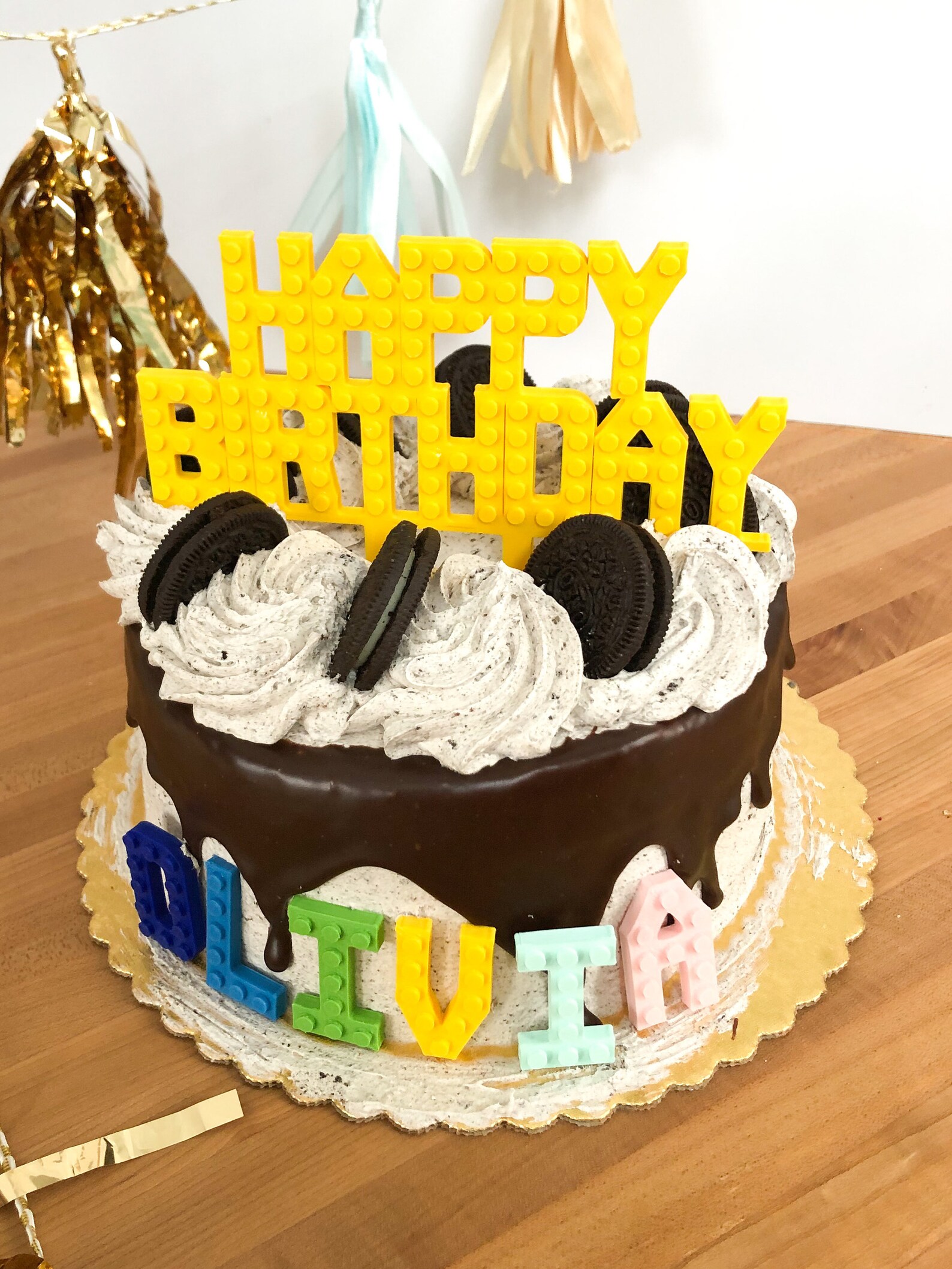 Happy Birthday Cake Sign - Cake Topper - Brick Party - Kids Cake Sign ...