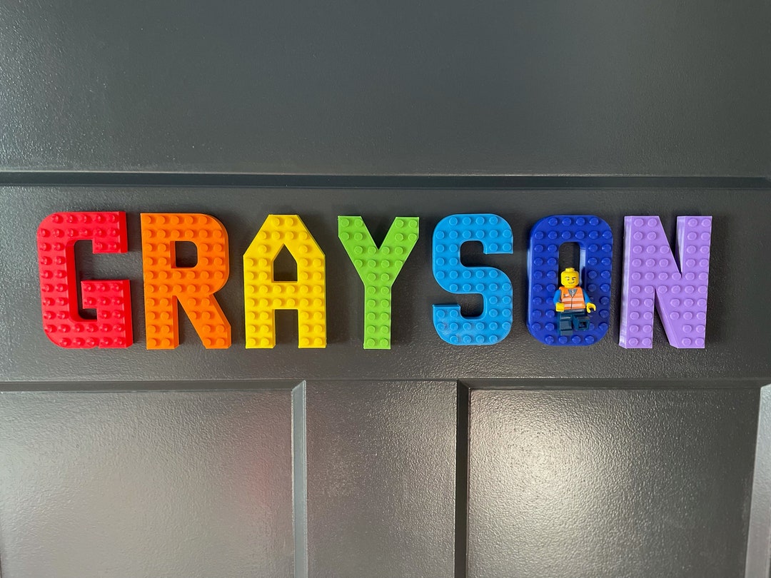 Customizable Building Blocks Name Wall Art - Wall Bedroom Decor - Kids ...