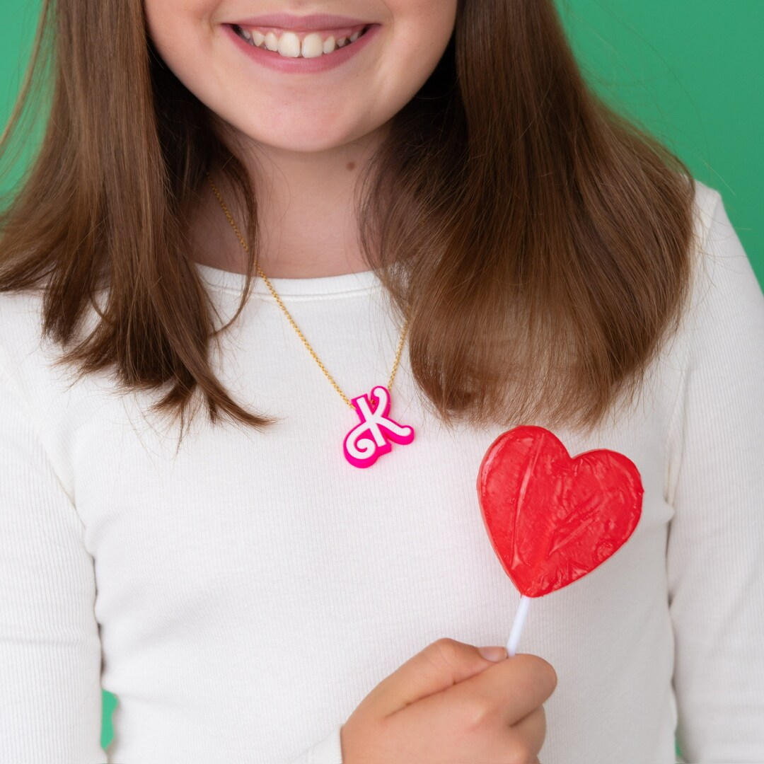 Pink Doll Style Initial Necklace | Tiny Fashion Doll Letters Jewellery ...