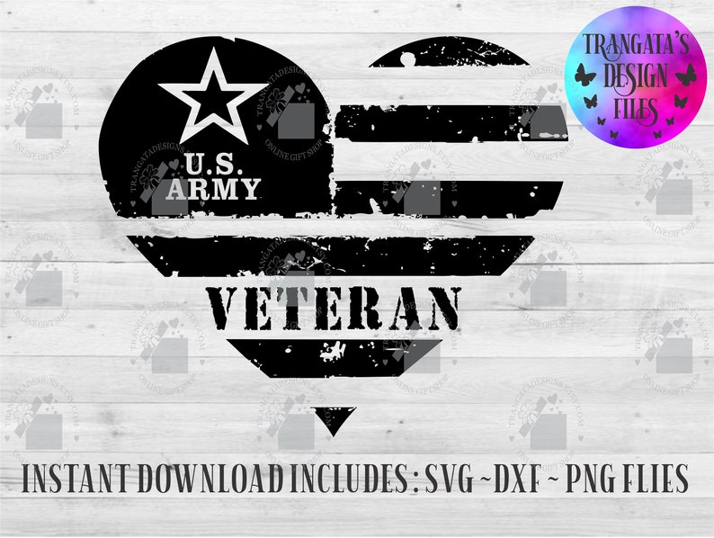 U.S Army Distressed Veteran Flag Instant Download U.S Army - Etsy