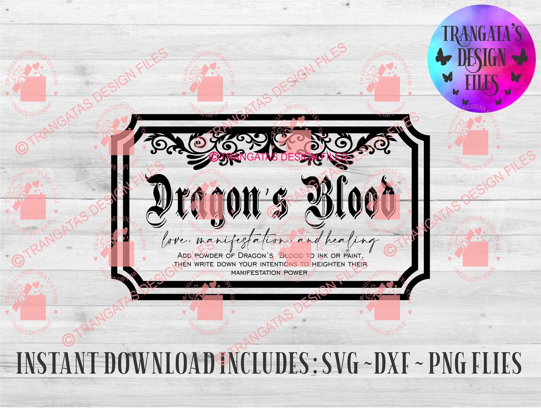 Dragon's Blood Witches Label SVG, Halloween Poison Design (digital ...