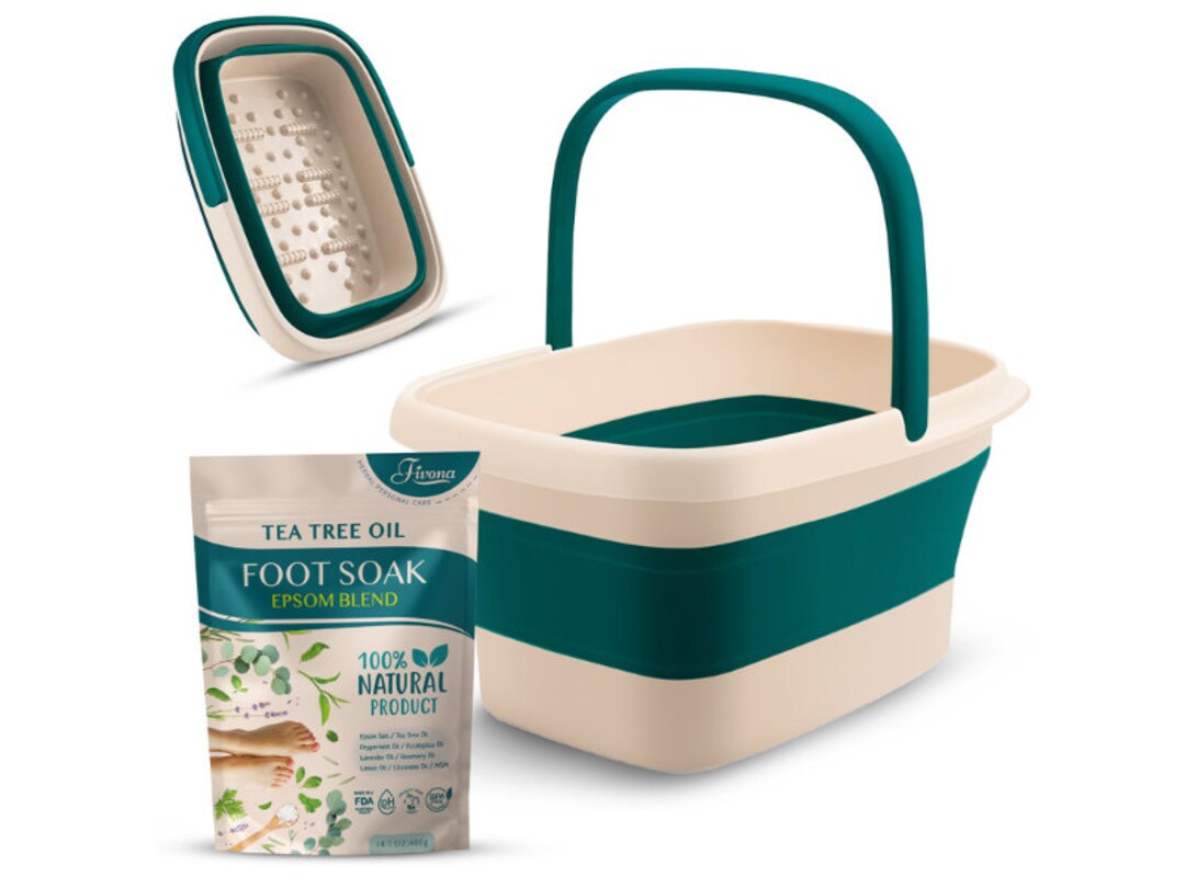 Fivona Foot Care Kit 2 in 1 - Foot Soak Tea Tree Blend - Collapsible ...