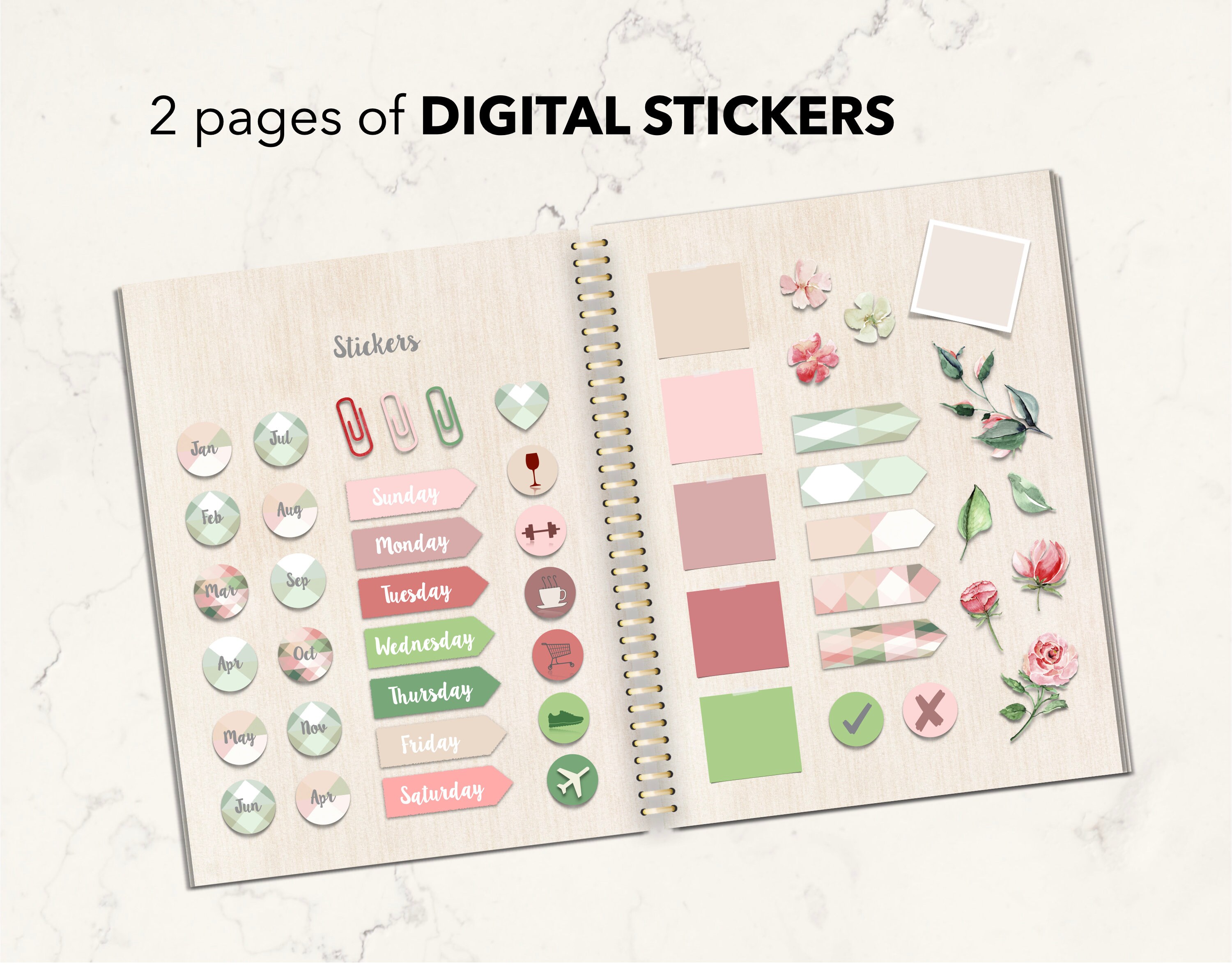 Digital Notebook Covers and Pages White Rose Watercolour Goodnotes ...