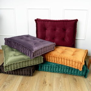 Elegant Tufted Velvet French Seat Cushion | Custom Bench, Window Seat ...