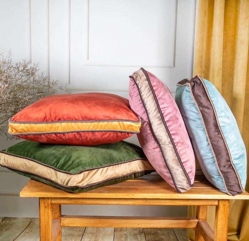 Velvet Pillow Cover – Luxury Double Piping, 58 Colors - Etsy