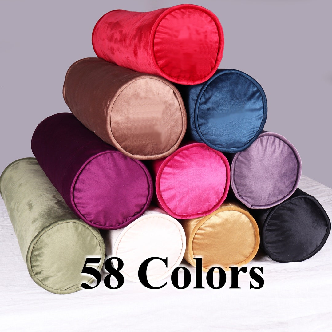 Velvet Bolster Pillow Case - Lumber Bolster Pillow Cover - Yoga Bolster ...