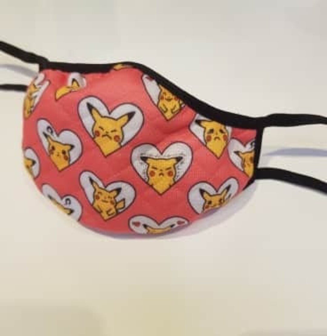 Pikachu Moods Print 3ply Quilted Fabric Face Masks Pokemon - Etsy