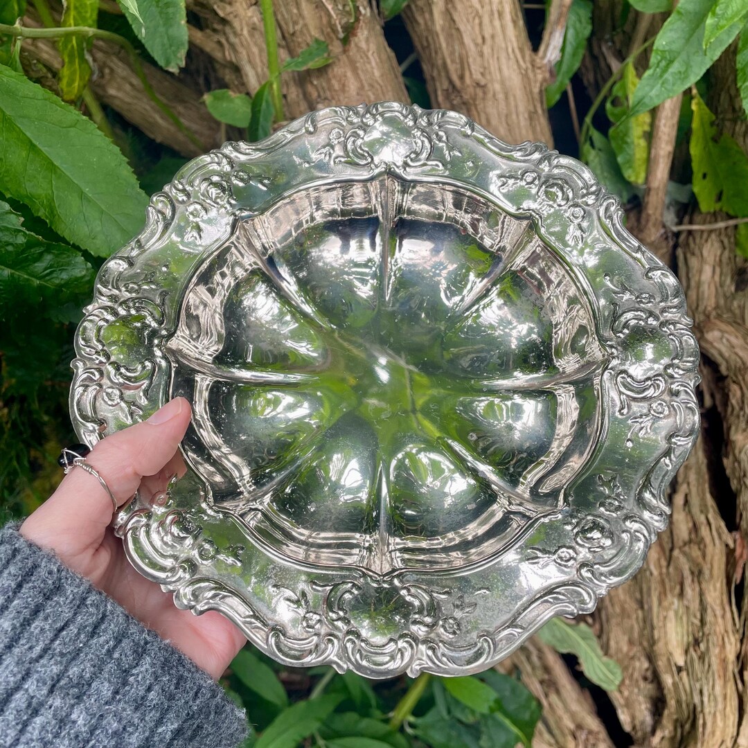 Vintage Alter Tray, Ornate Silver Plated Offering Bowl for Traditional ...