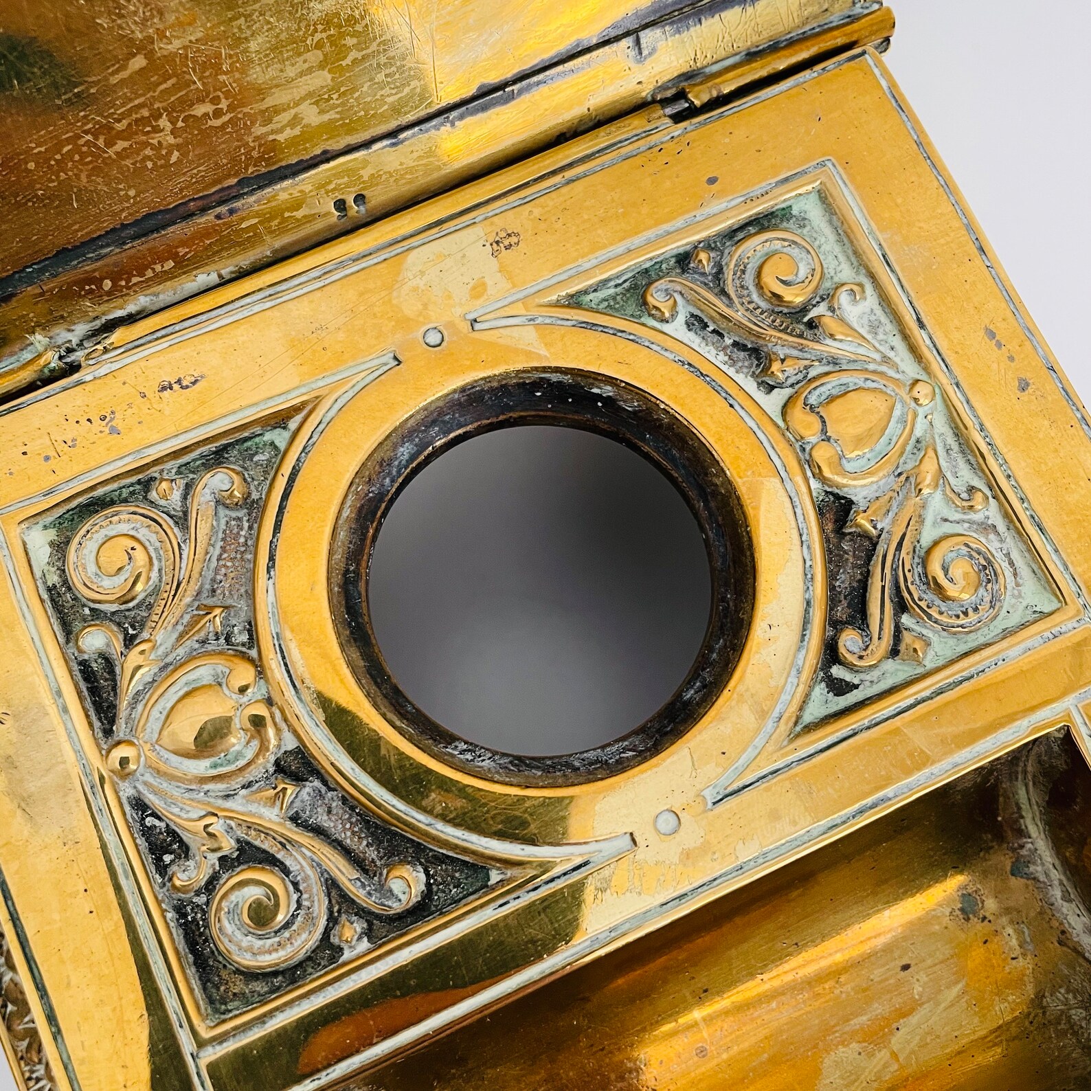 Antique 1890s Victorian Brass Desk Inkwell, William Tonks & Son, With ...