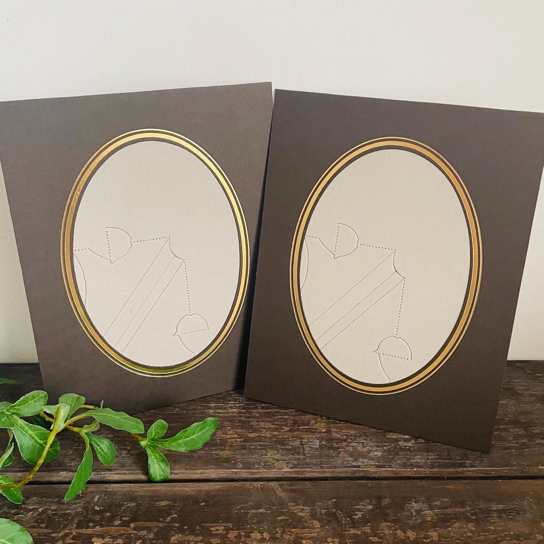 Vintage Oval Photo Mounts for 5x7 Brown & Gold, Standing Card Picture ...