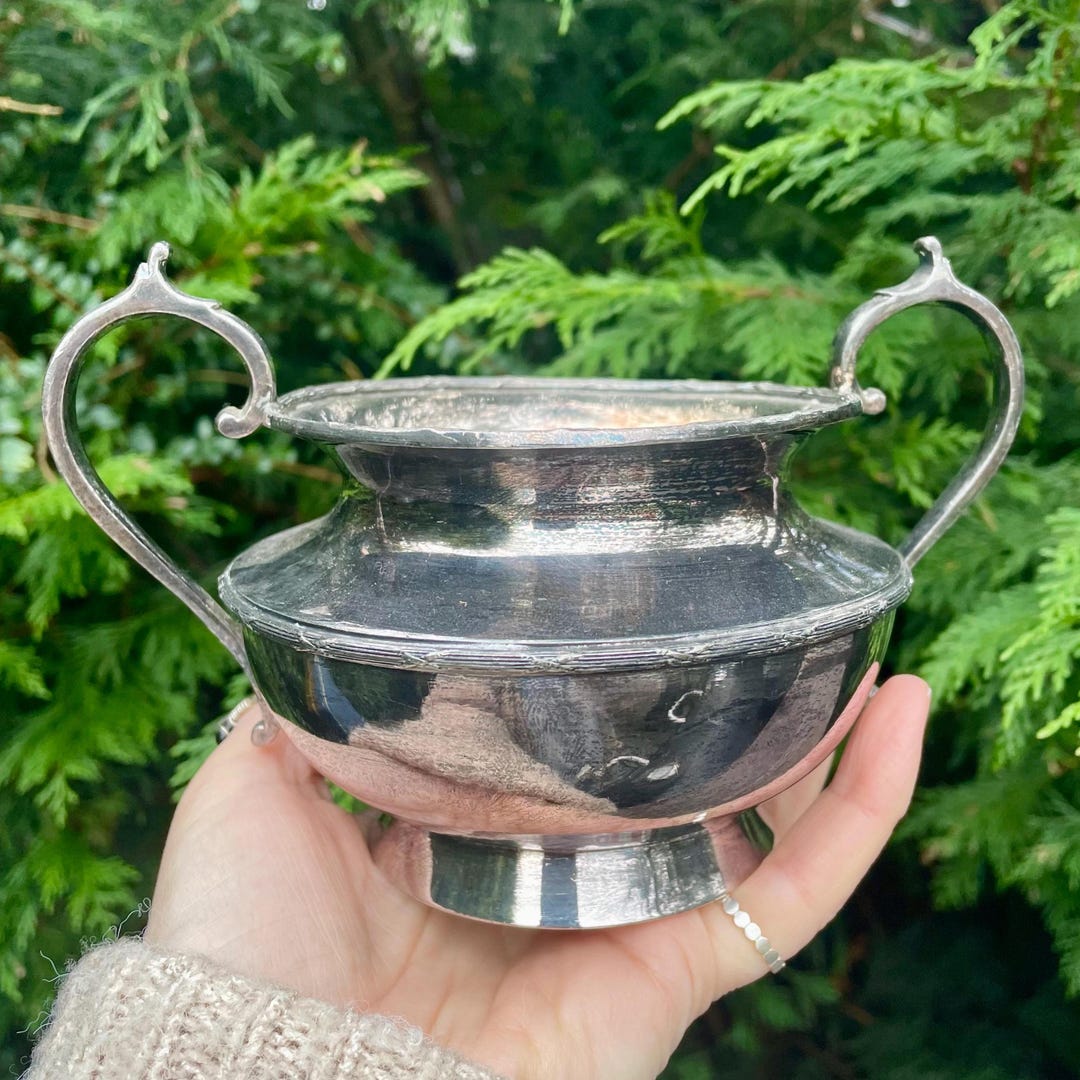 Antique Silver Plated Cauldron, Sage Smudge Bowl With Handles, Pagan ...