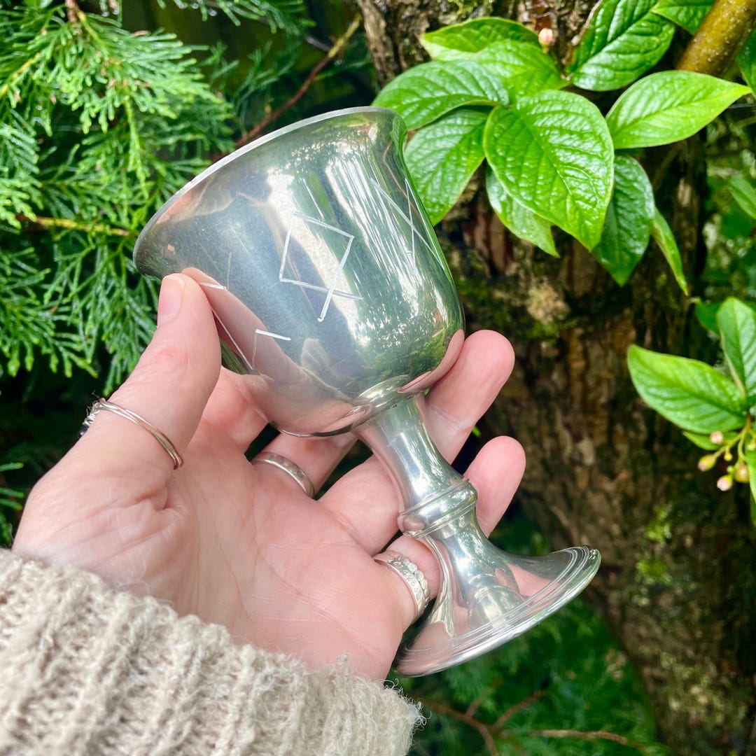 Vintage Pewter Chalice With Hand-carved Runes: Wiccan Altar Ritual ...