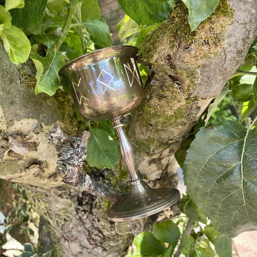 Vintage Silver Chalice, Pagan Alter Offering Cup, Goblet With Hand ...