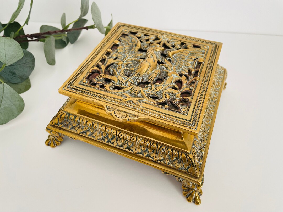 Antique 1890s Victorian Brass Desk Inkwell, William Tonks & Son, With ...