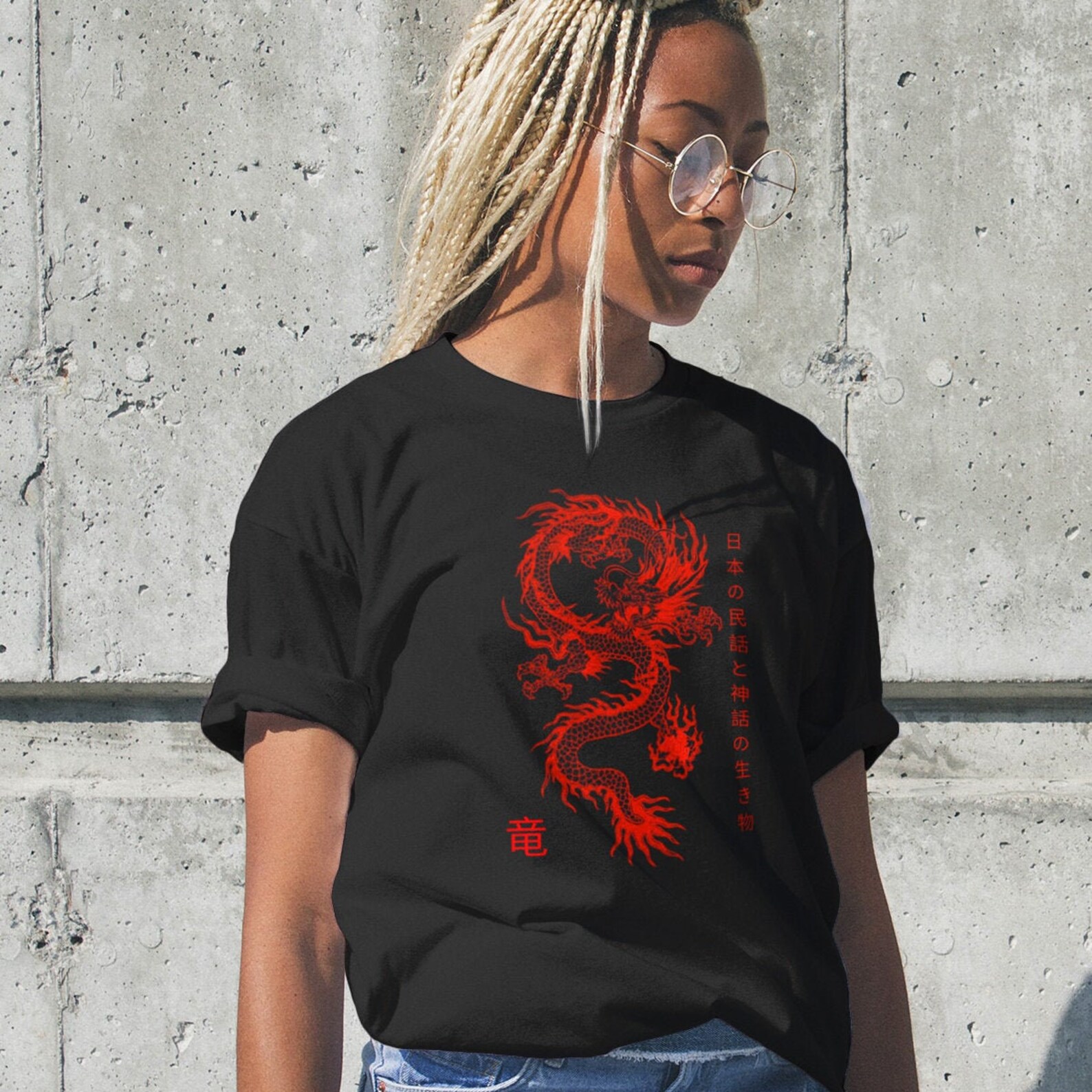Red Dragon Unisex T Shirt Japanese Streetwear Shirt Vintage Etsy