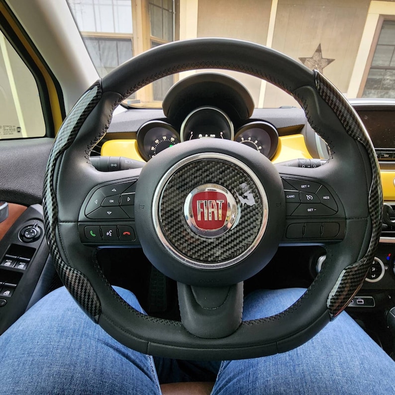 3D Epoxy Genuine Carbon Fiber Steering Wheel Ring Sticker Fits to Fiat ...