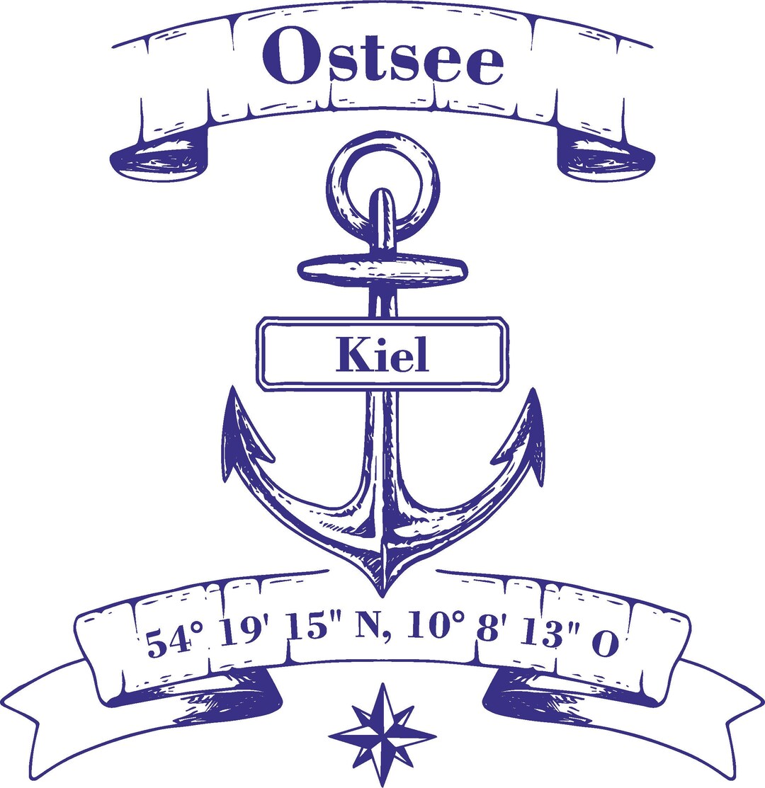 Kiel - Digital Download Anchor and Geocoordinates in Blue - Etsy