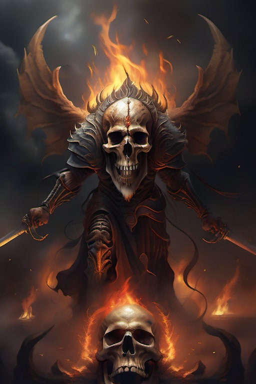 Digital Pattern Skulls, Renaissance Sci-fi Fantasy, Monster, Hellai ...