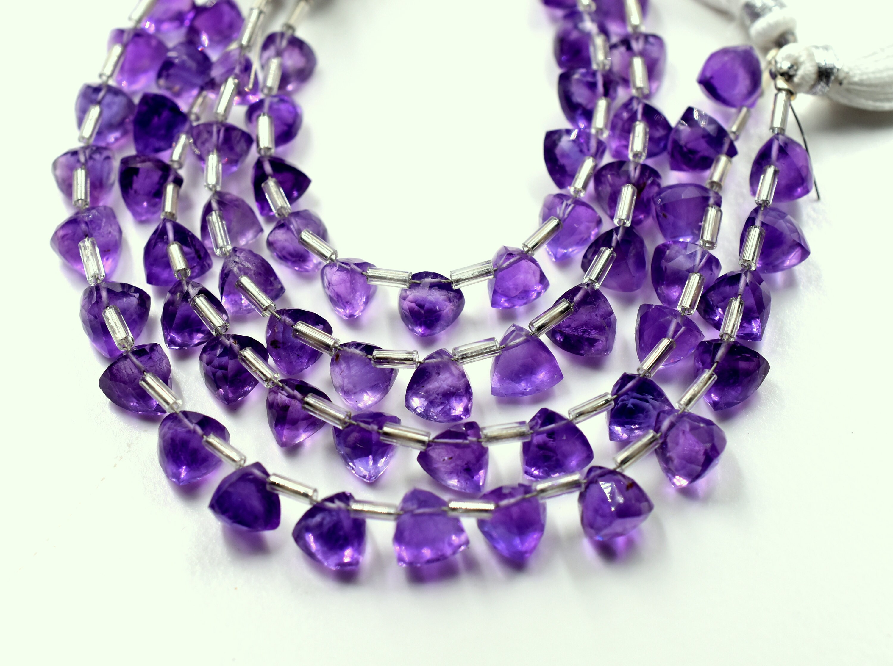 Amethyst Triangle Shape 3D Beads Faceted Briolettes Beads Size - Etsy