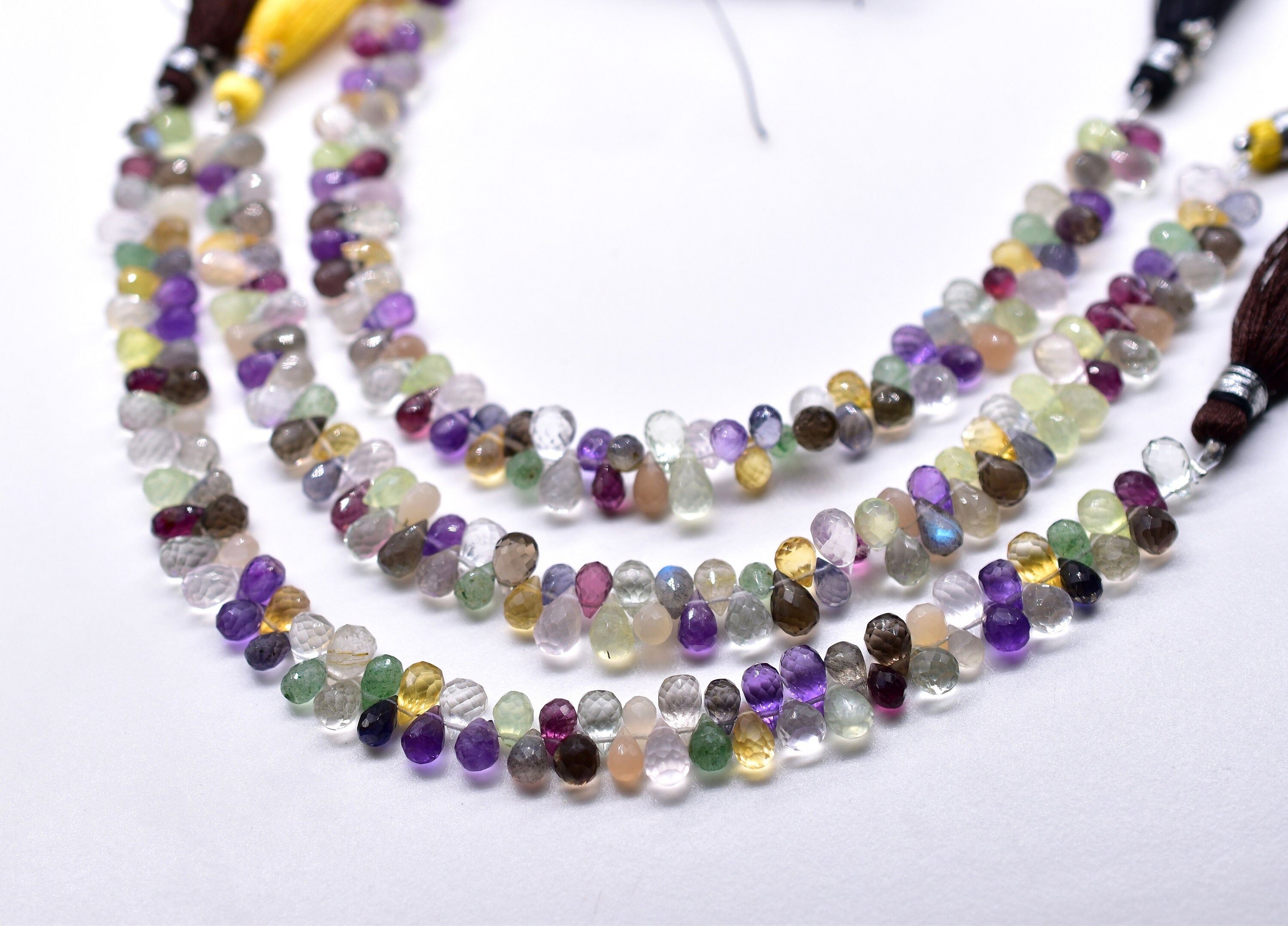 Multi Stone Faceted Teardrop Beads, Natural Gemstone Strand (7 Inch) - Etsy