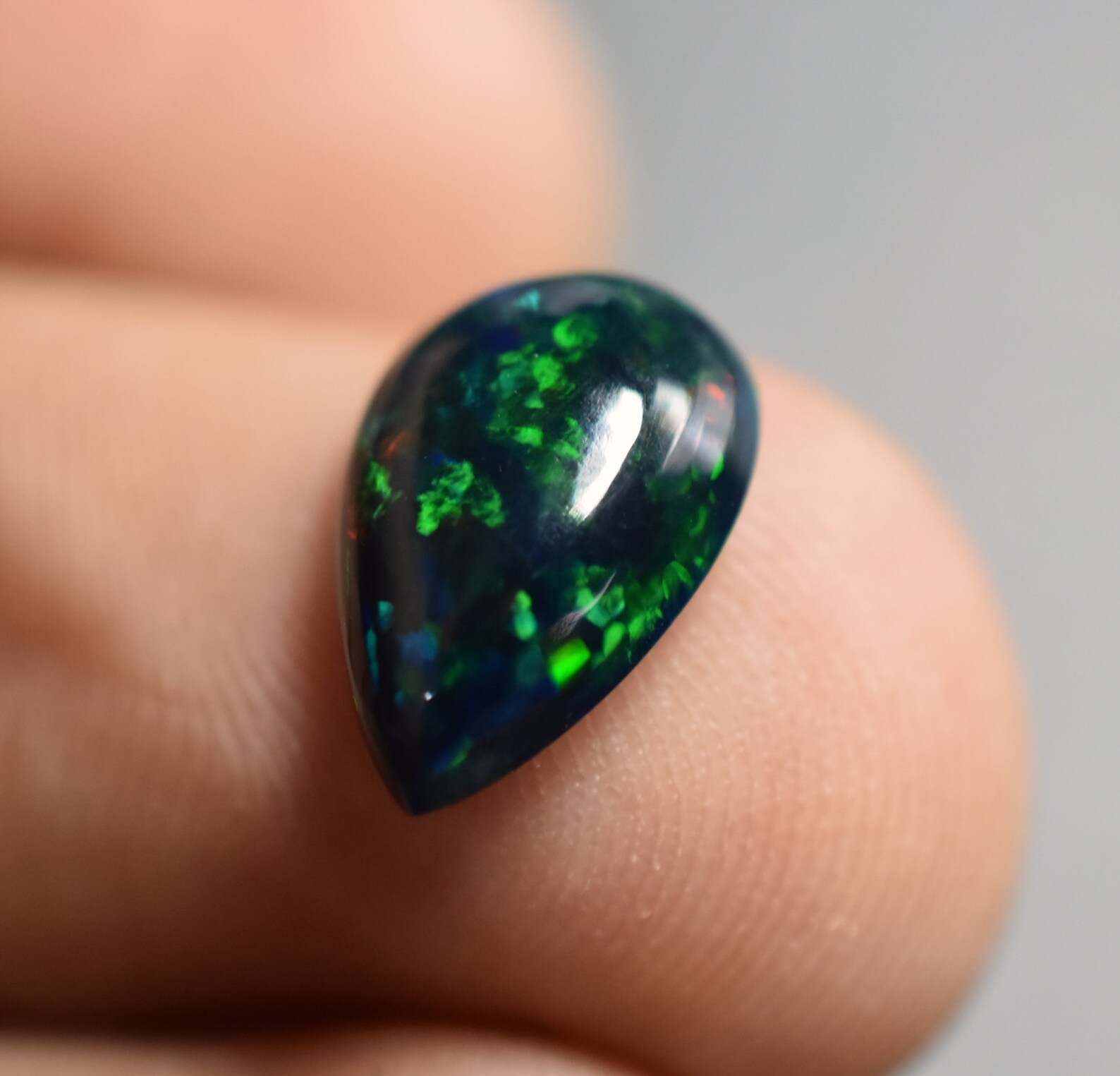 Ethiopian Black Opal Pear Shape 2.20 Cts Flashy Multi Fire | Etsy