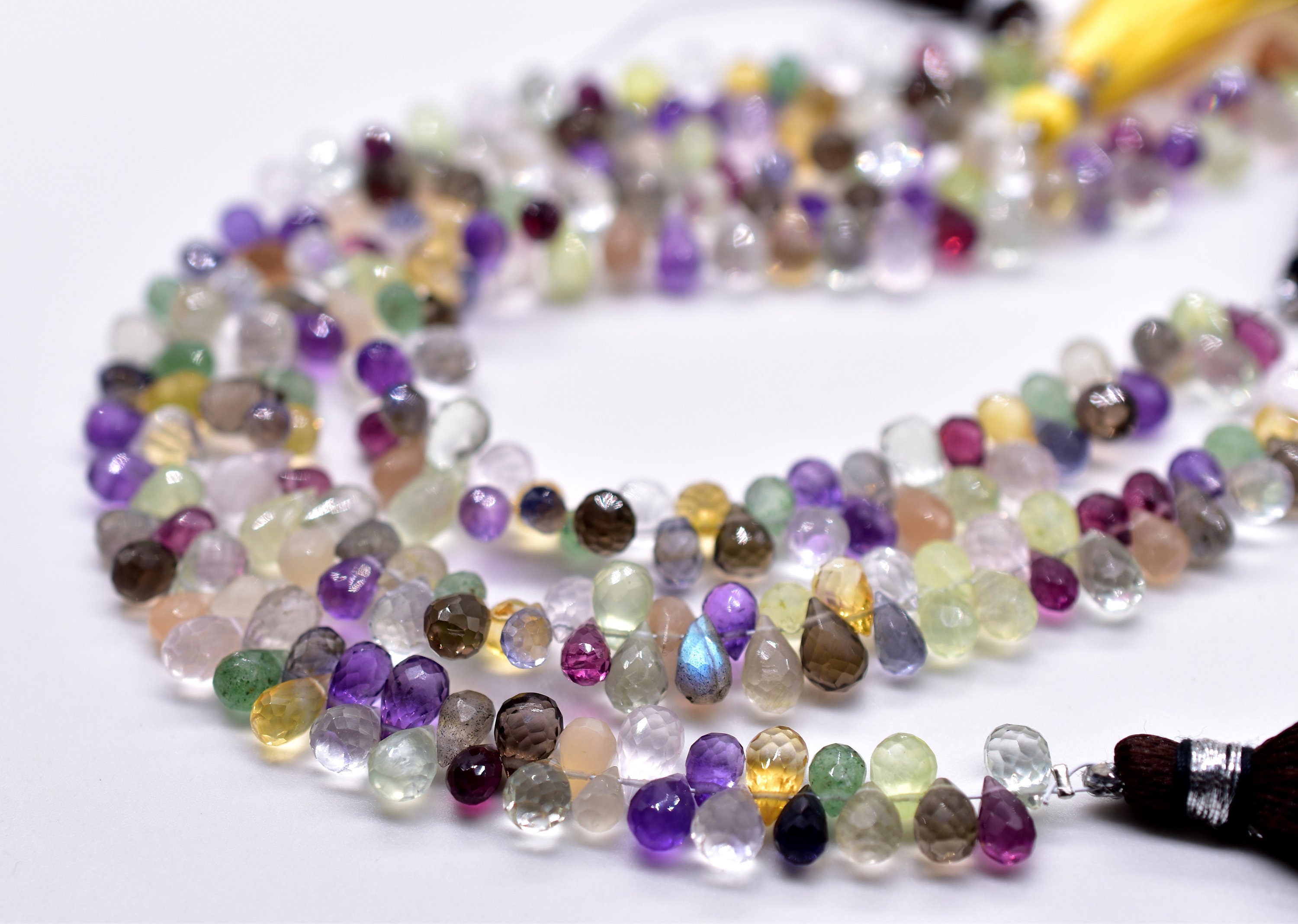 Multi Stone Faceted Teardrop Beads, Natural Gemstone Strand (7 Inch) - Etsy