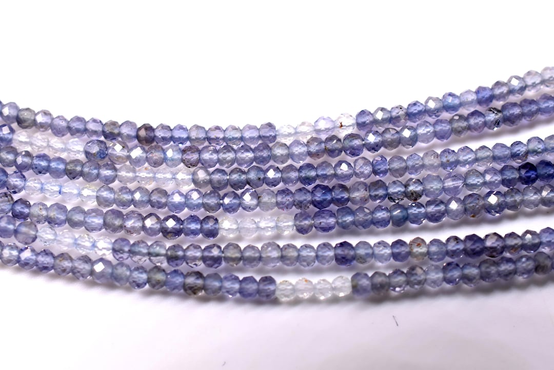 Iolite Round Shape Faceted Shaded Beads Size 2 MM 13"inches Natural ...