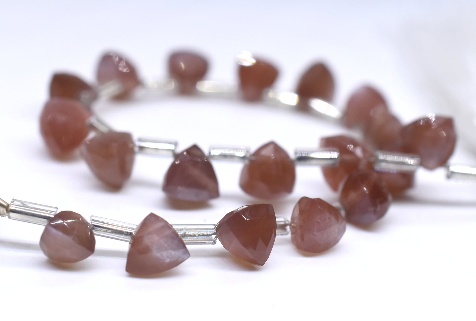 Chocolate Moonstone Beads, 3D Faceted Triangle, 7 Inch Strand - Etsy