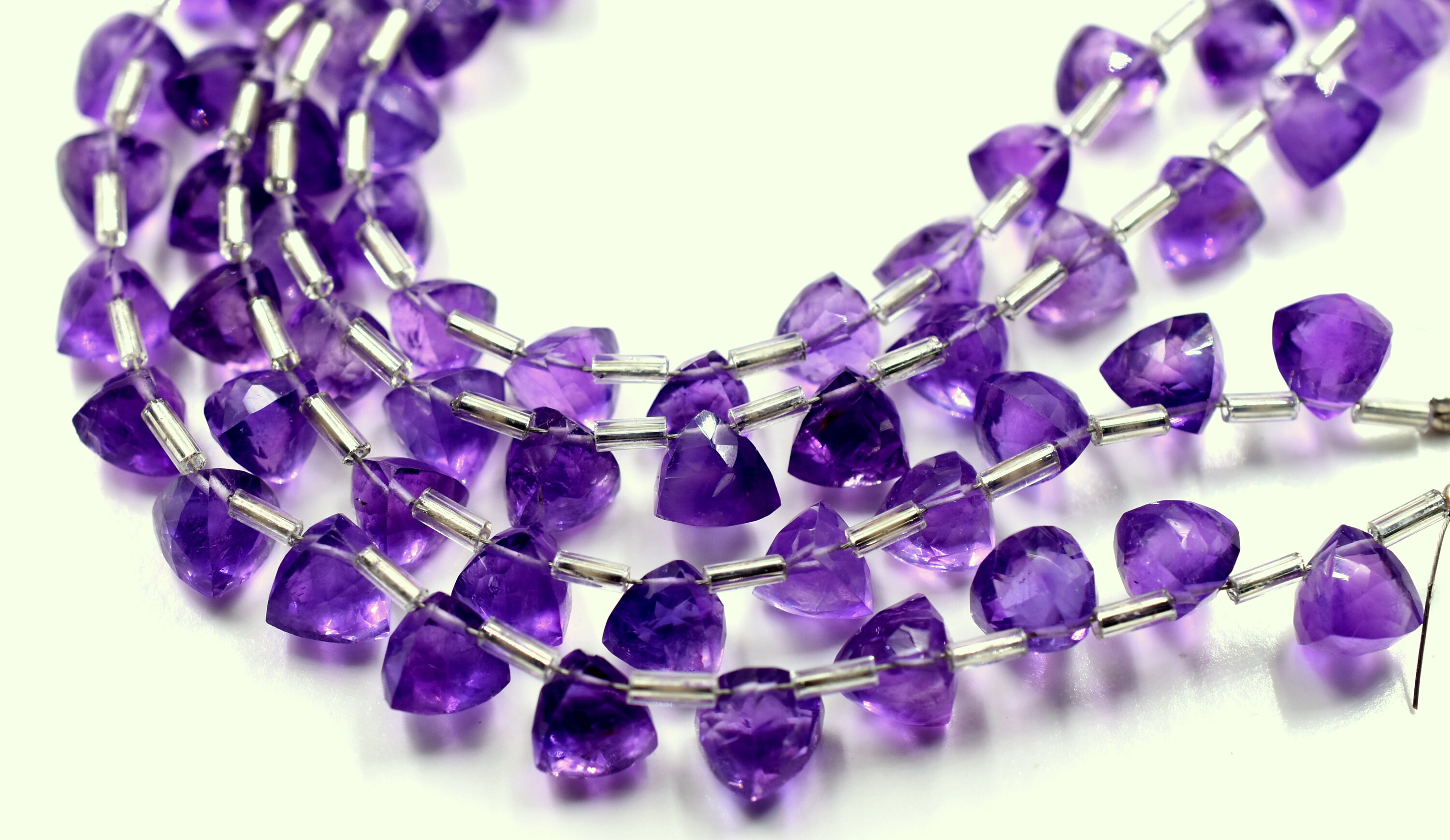 Amethyst Triangle Shape 3D Beads Faceted Briolettes Beads Size - Etsy