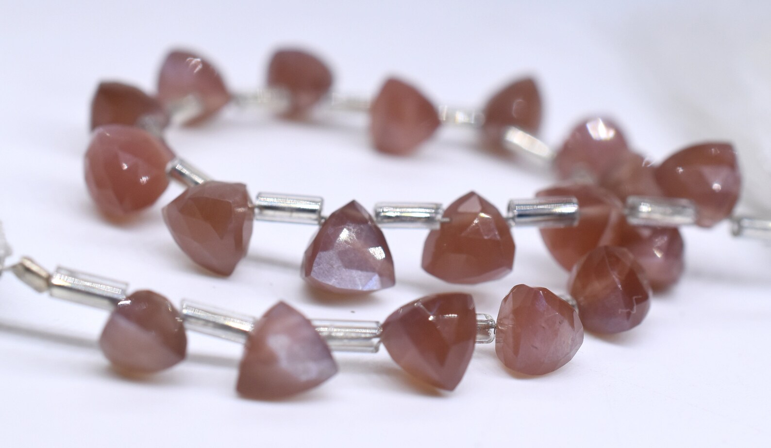 Chocolate Moonstone Beads, 3D Faceted Triangle, 7 Inch Strand - Etsy