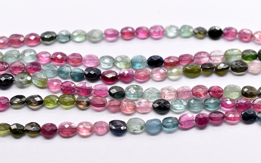 Multi Turmalina Facetada Forma Ovalada Perlas Tamaño 5X4 mm 14 Pulgadas ...