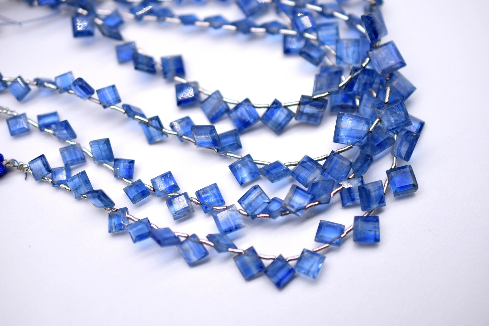 Blue Kyanite Kite Shape Faceted Square Beads Briolettes Beads Size 5X8 ...