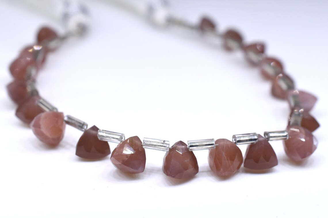 Chocolate Moonstone Beads, 3D Faceted Triangle, 7 Inch Strand - Etsy