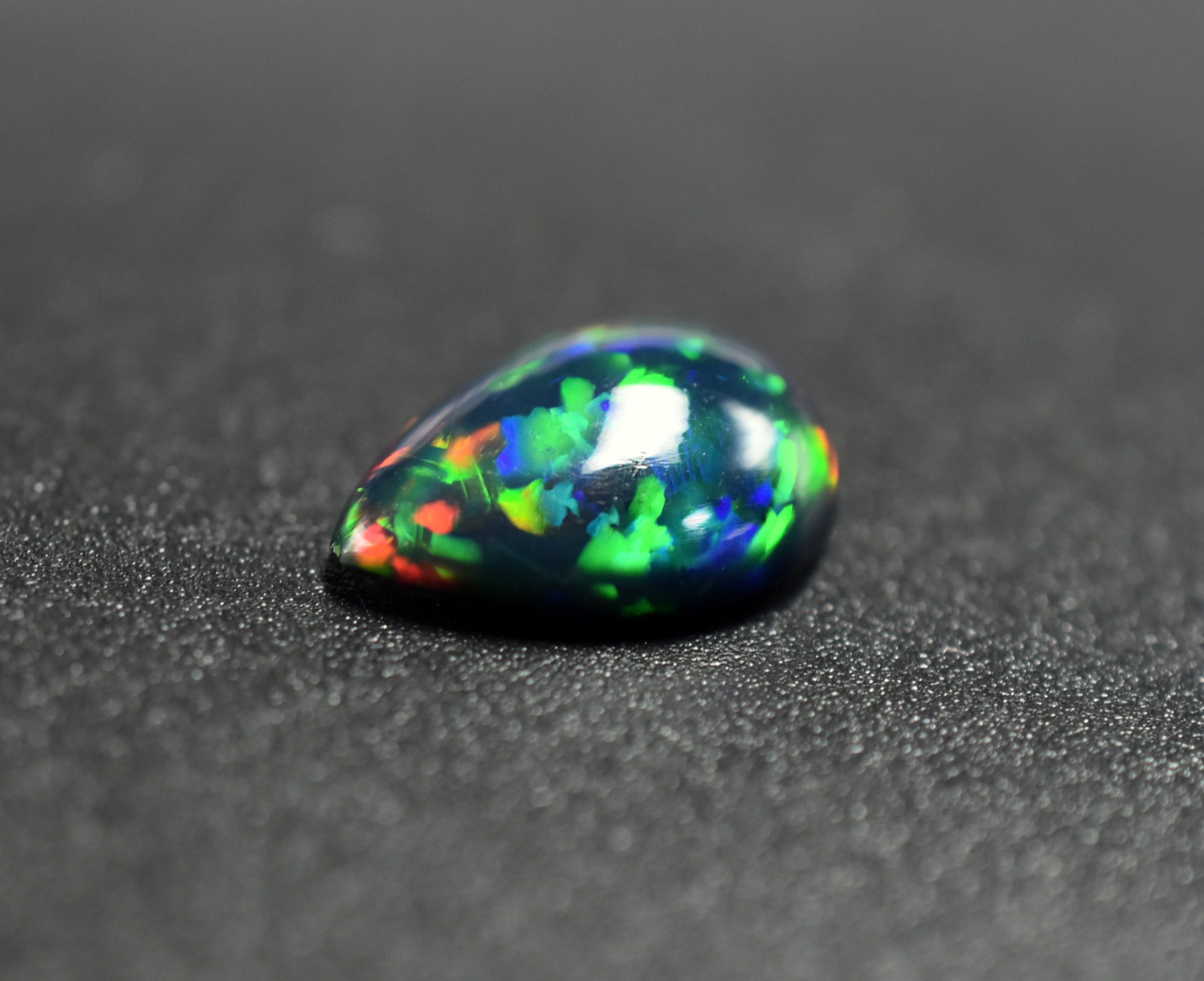 Ethiopian Black Opal Pear Shape 2.20 Cts Flashy Multi Fire | Etsy