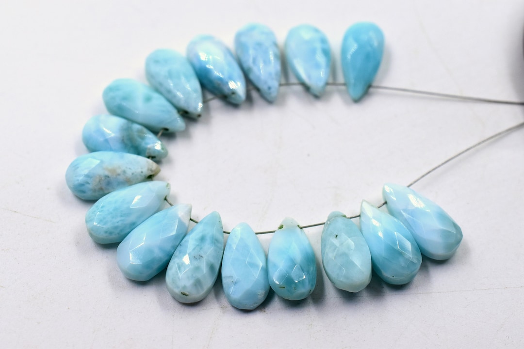 Larimar Faceted Teardrop Beads Pear Shape Size 7X15 MM 5 Match Pair ...