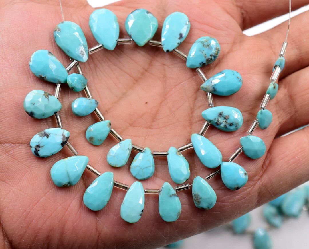 Arizona Turquoise Sleeping Beauty Pear Shape Faceted Teardrop Beads ...